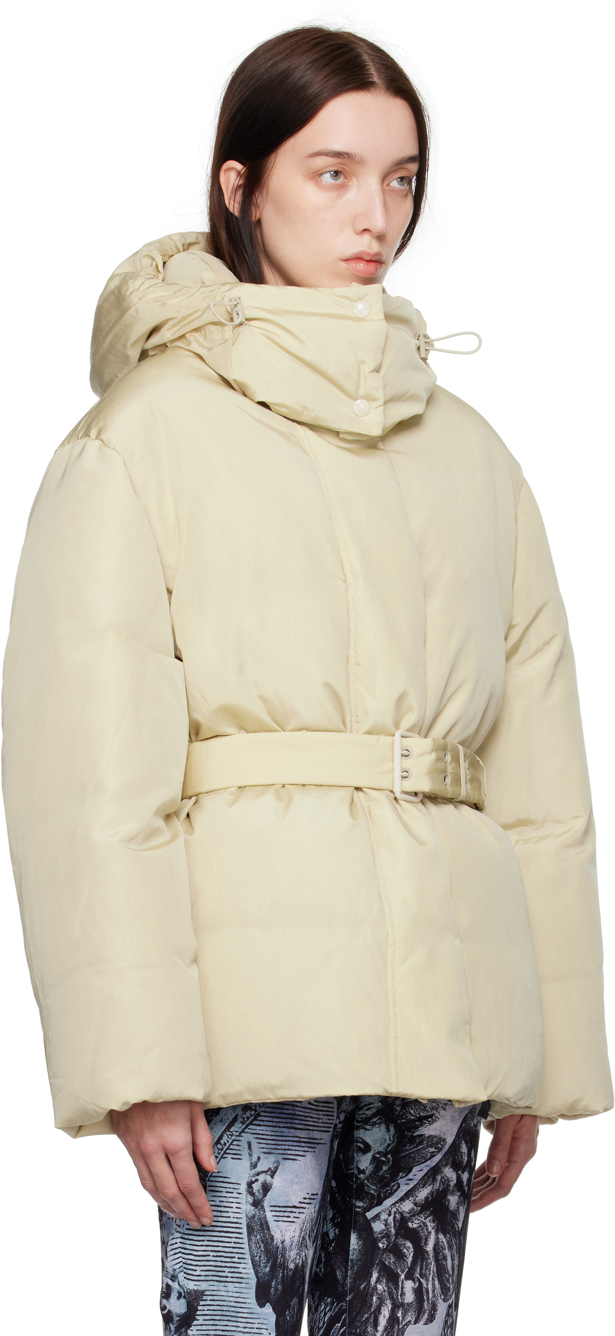 Acne Studios Off-White Belted Down Jacket Acne Studios