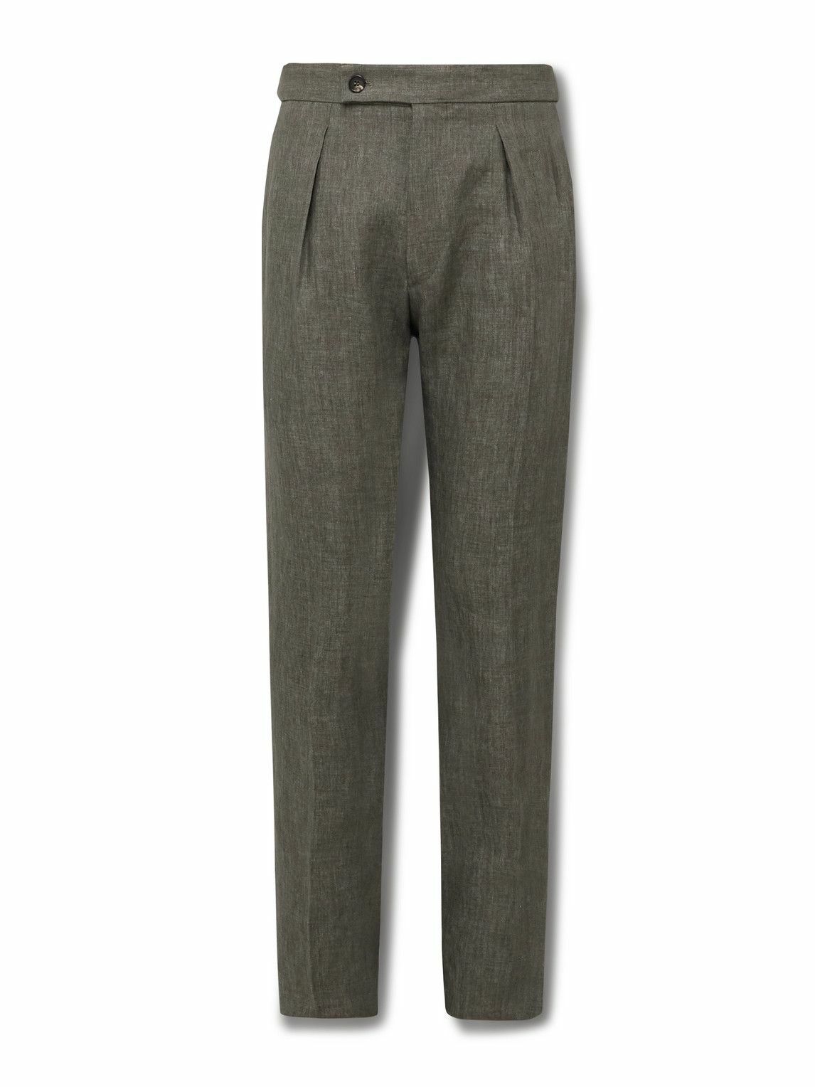 Incotex - Venezia 1951 Slim-Fit Tapered Pleated Linen Suit Trousers - Green Incotex