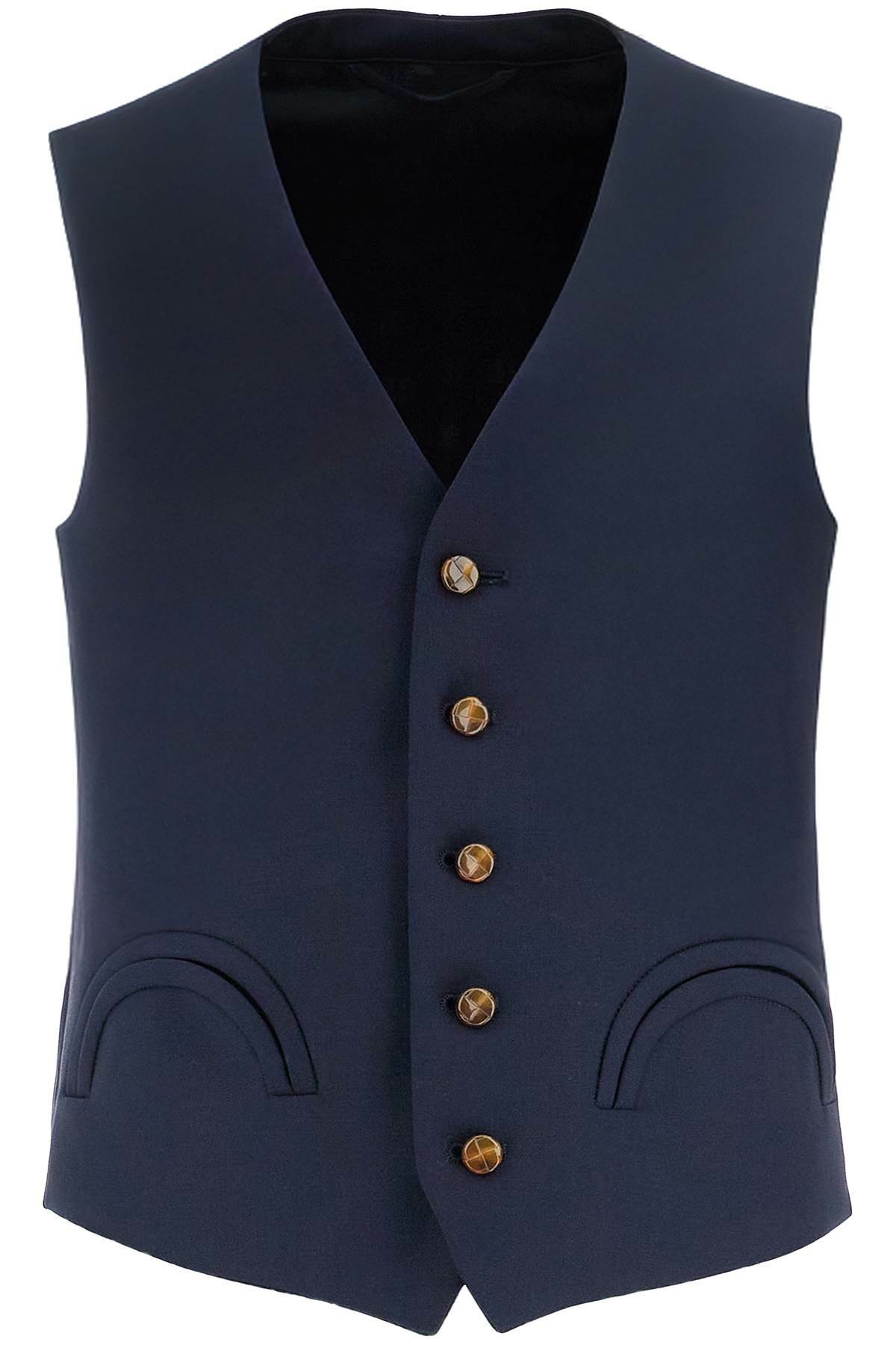 BLAZE MILANO women's blue wool vest with v-neck Blue Blaze Milano