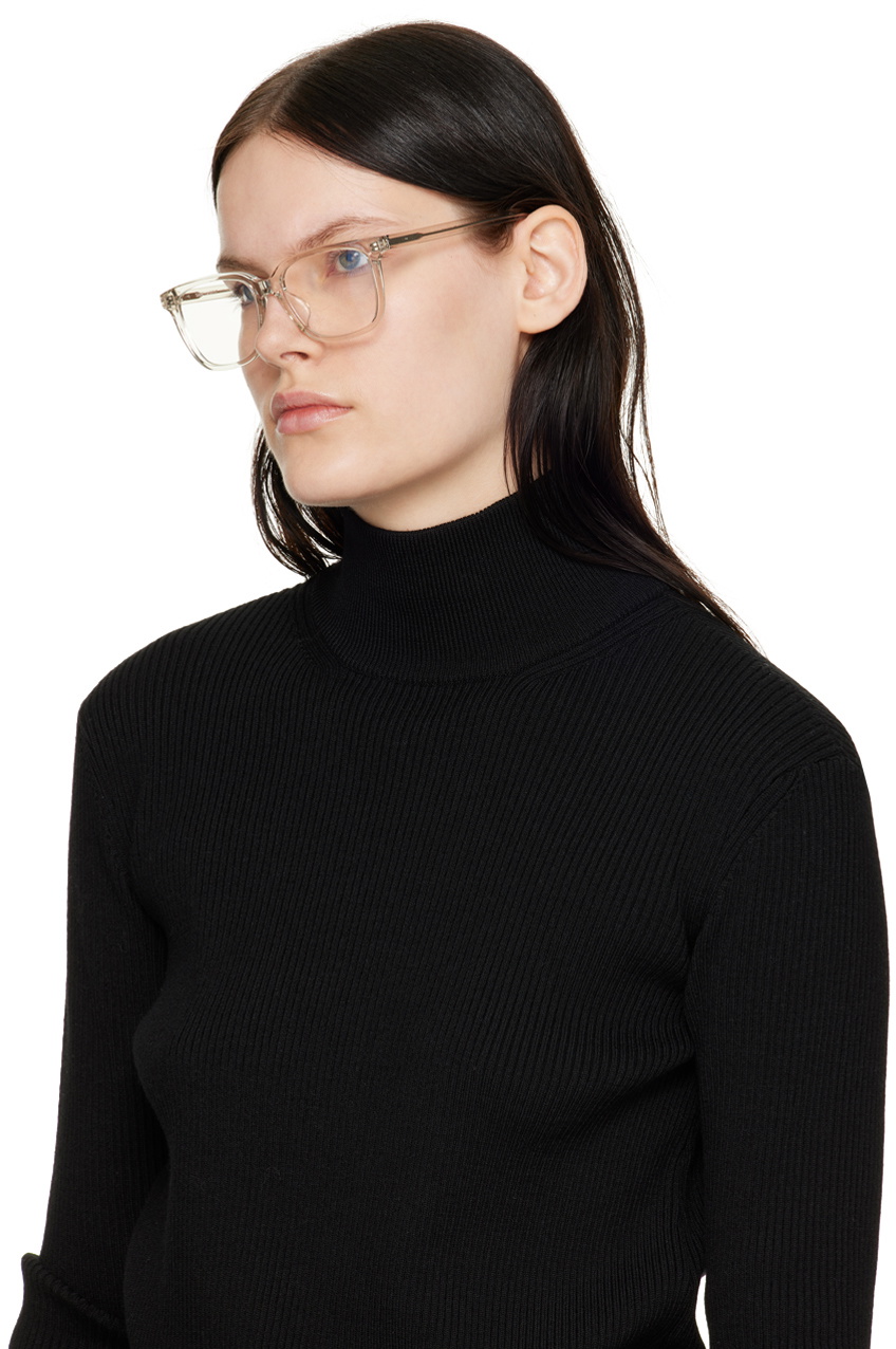 Saint Laurent Beige Square Glasses Saint Laurent