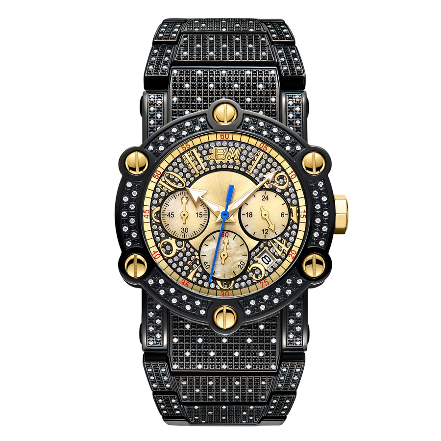 JBW Phantom Chronograph Quartz Diamond Black Dial Mens Watch JB-6215 ...
