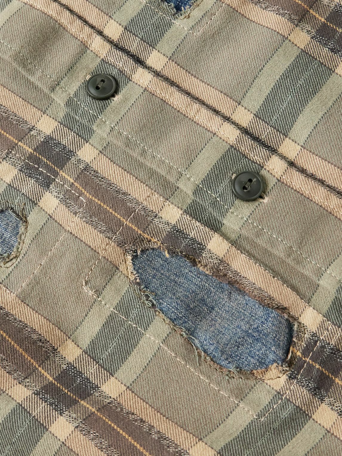 RRL - Wilbur Denim-Trimmed Checked Cotton-Flannel Shirt - Green RRL