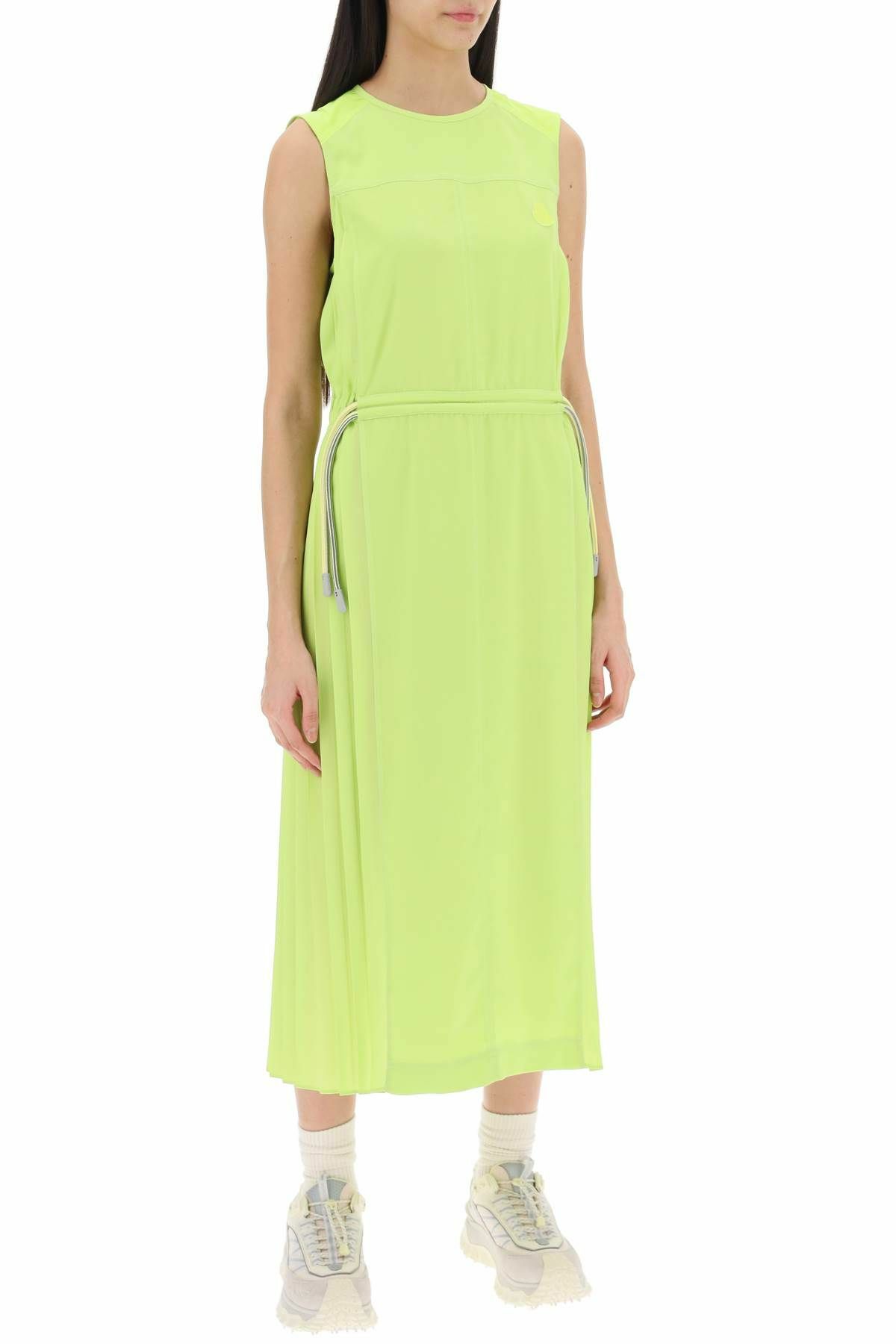 MONCLER column dress with pleated detailing Green Moncler