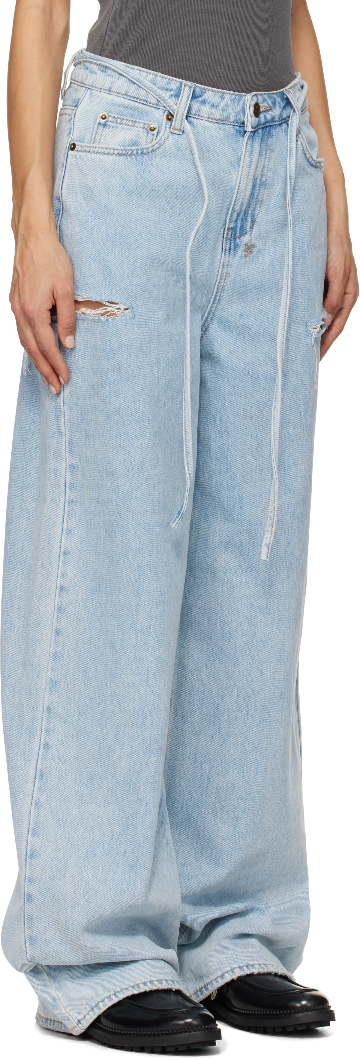 Ksubi Blue Baggy Rollin Kut Out Jeans Ksubi