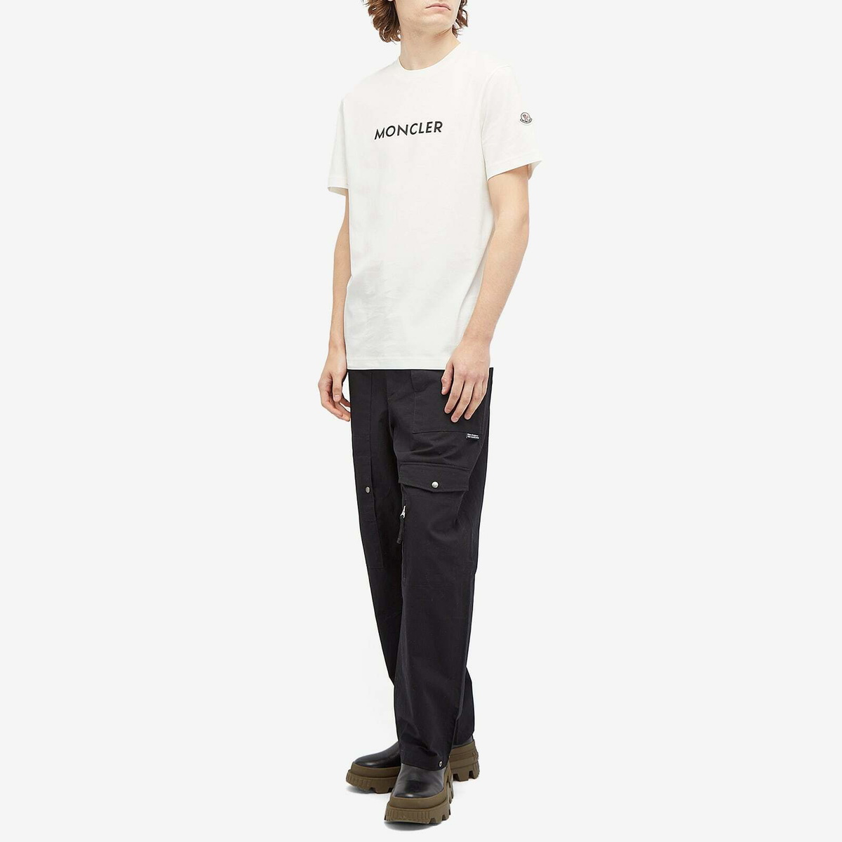 Moncler Men's Text Logo T-Shirt in White Moncler