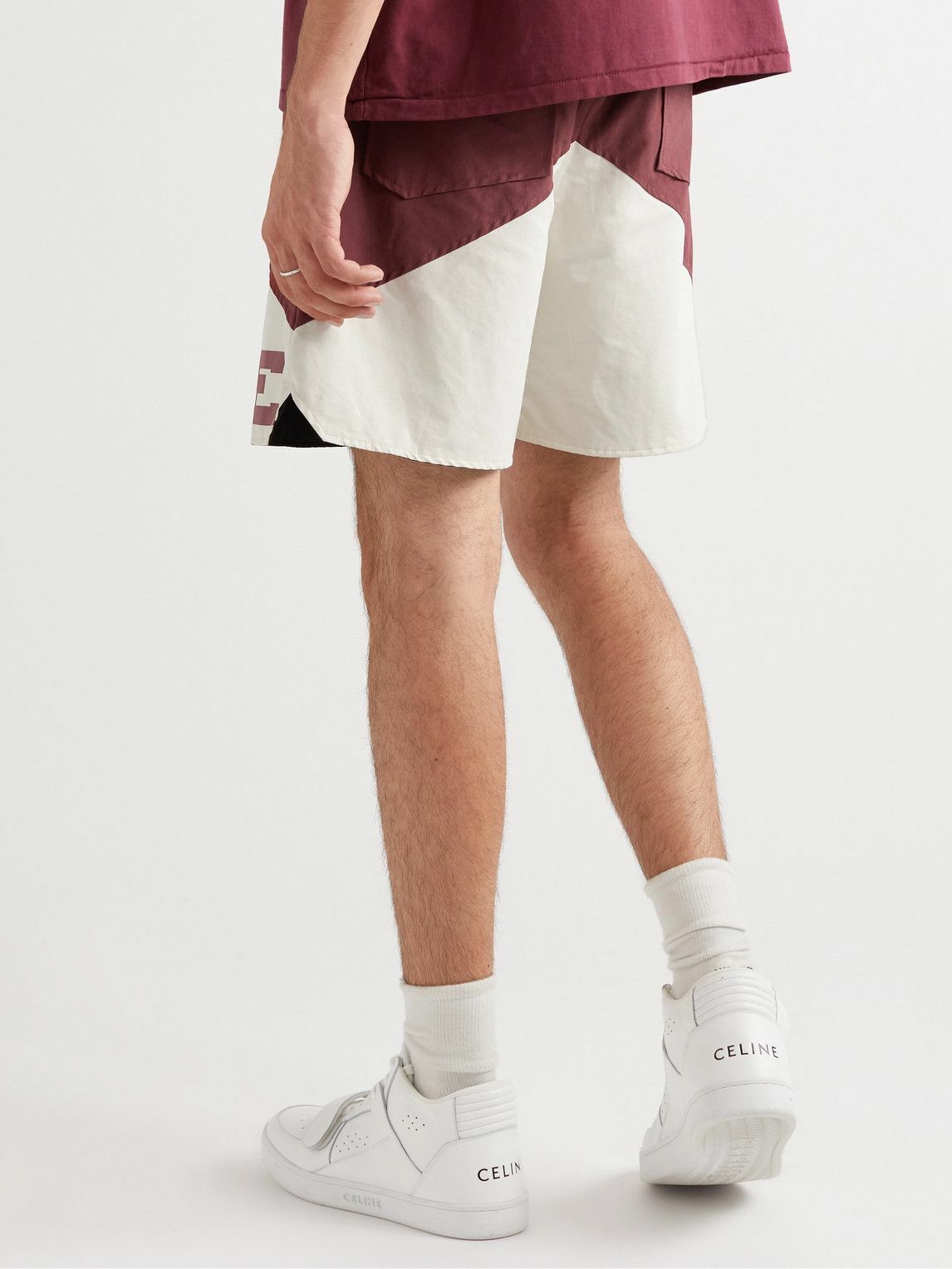 Rhude - Straight-Leg Logo-Print Cotton-Blend Twill Drawstring Shorts ...