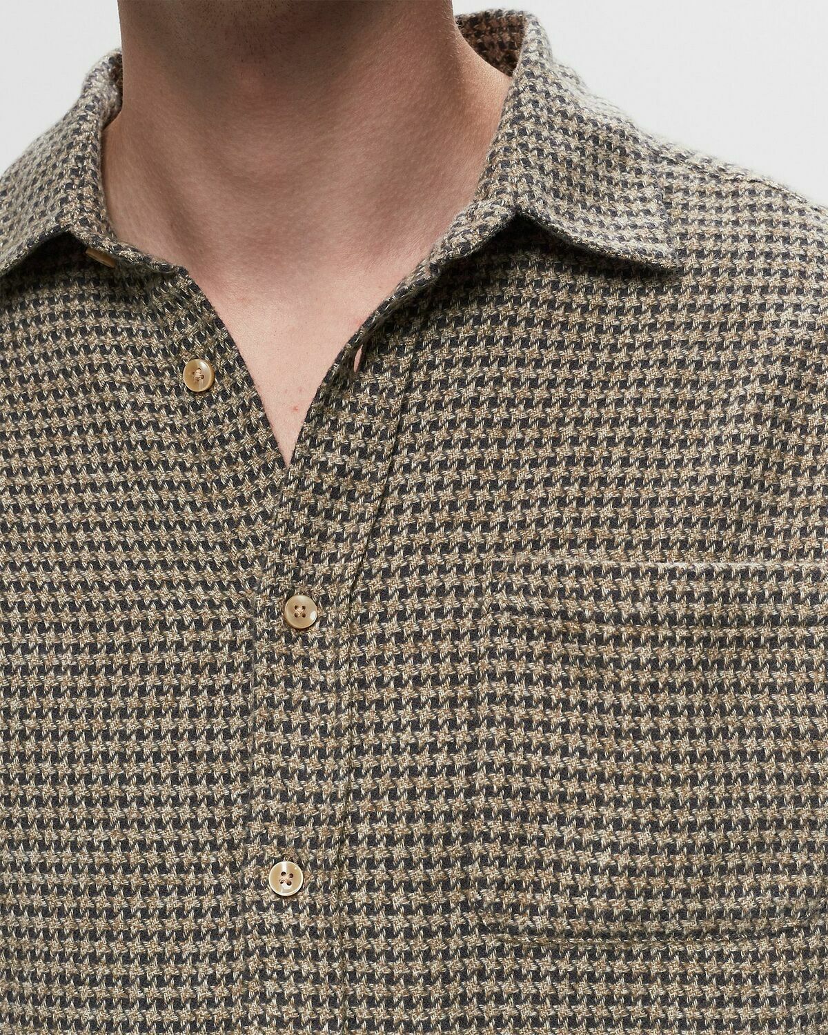 Portuguese Flannel Abstract Pied Poule Brown Longsleeves Portuguese Flannel