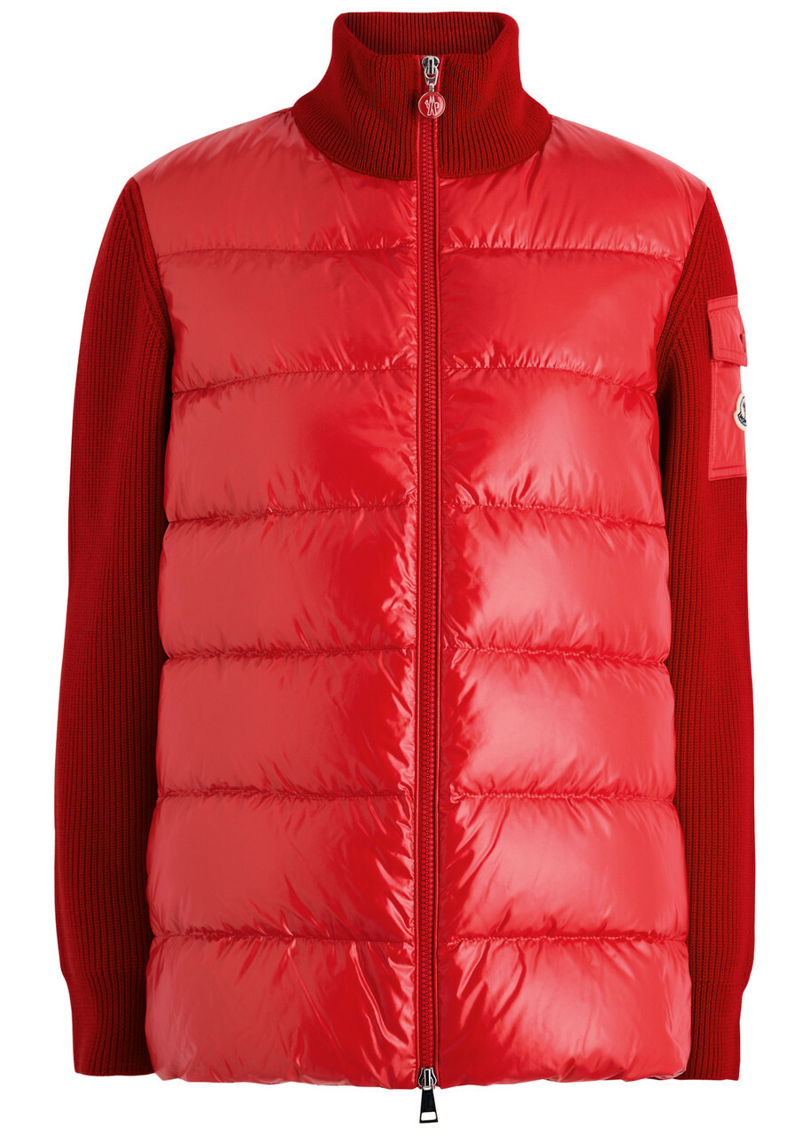 Moncler Quilted Shell and Wool Jacket Red Moncler