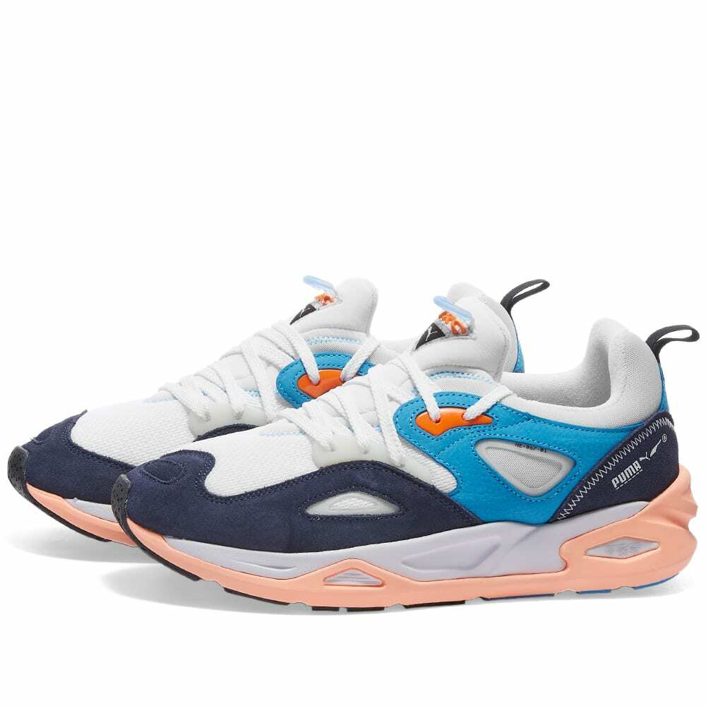 Puma Men's TRC Blaze The Triangle Sneakers in White/Peacoat/Orange Puma