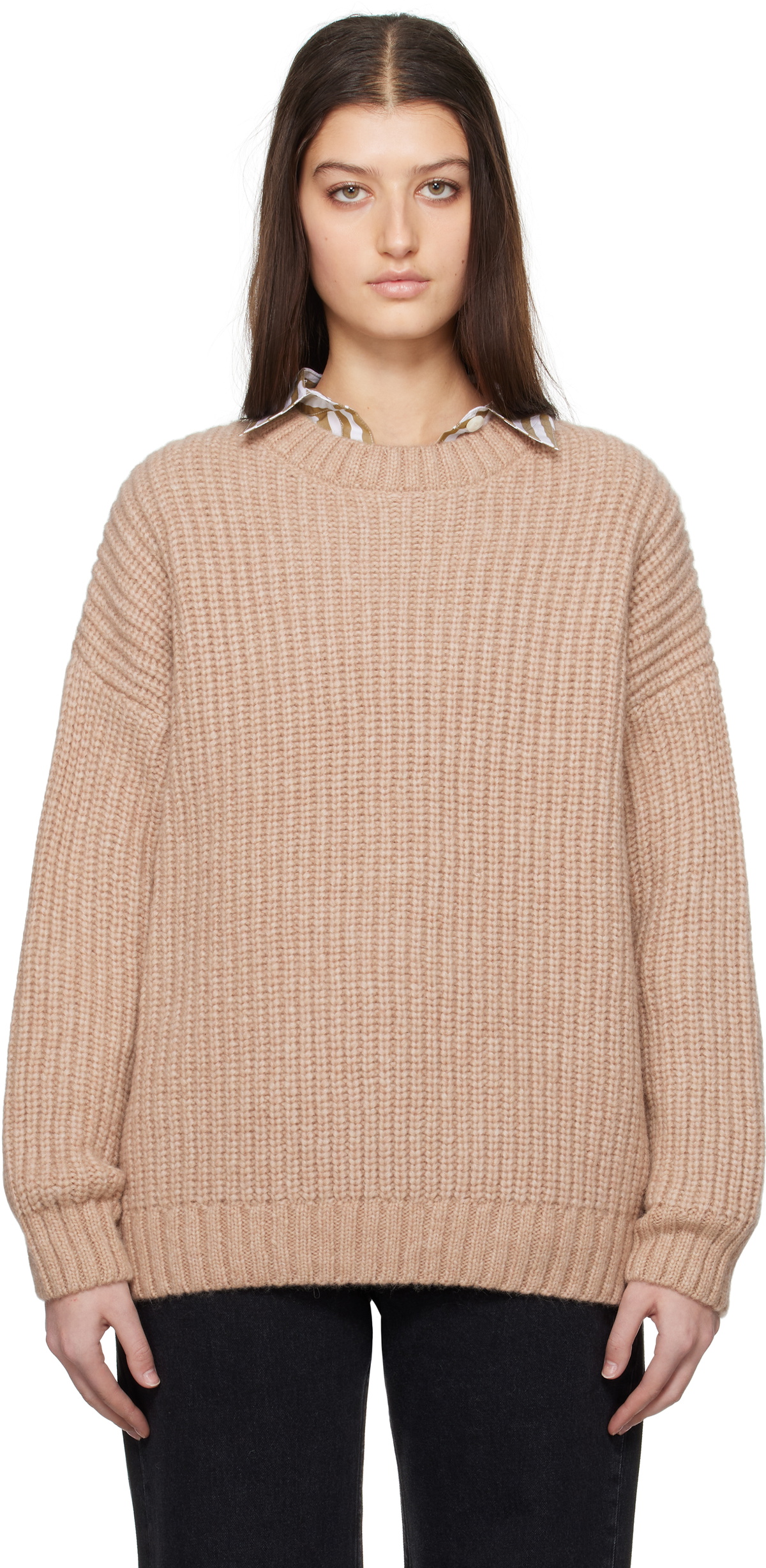 ANINE BING Tan Sydney Crew Sweater ANINE BING