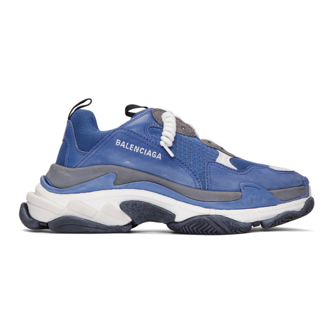 Balenciaga Blue and Grey Triple S Sneakers Balenciaga