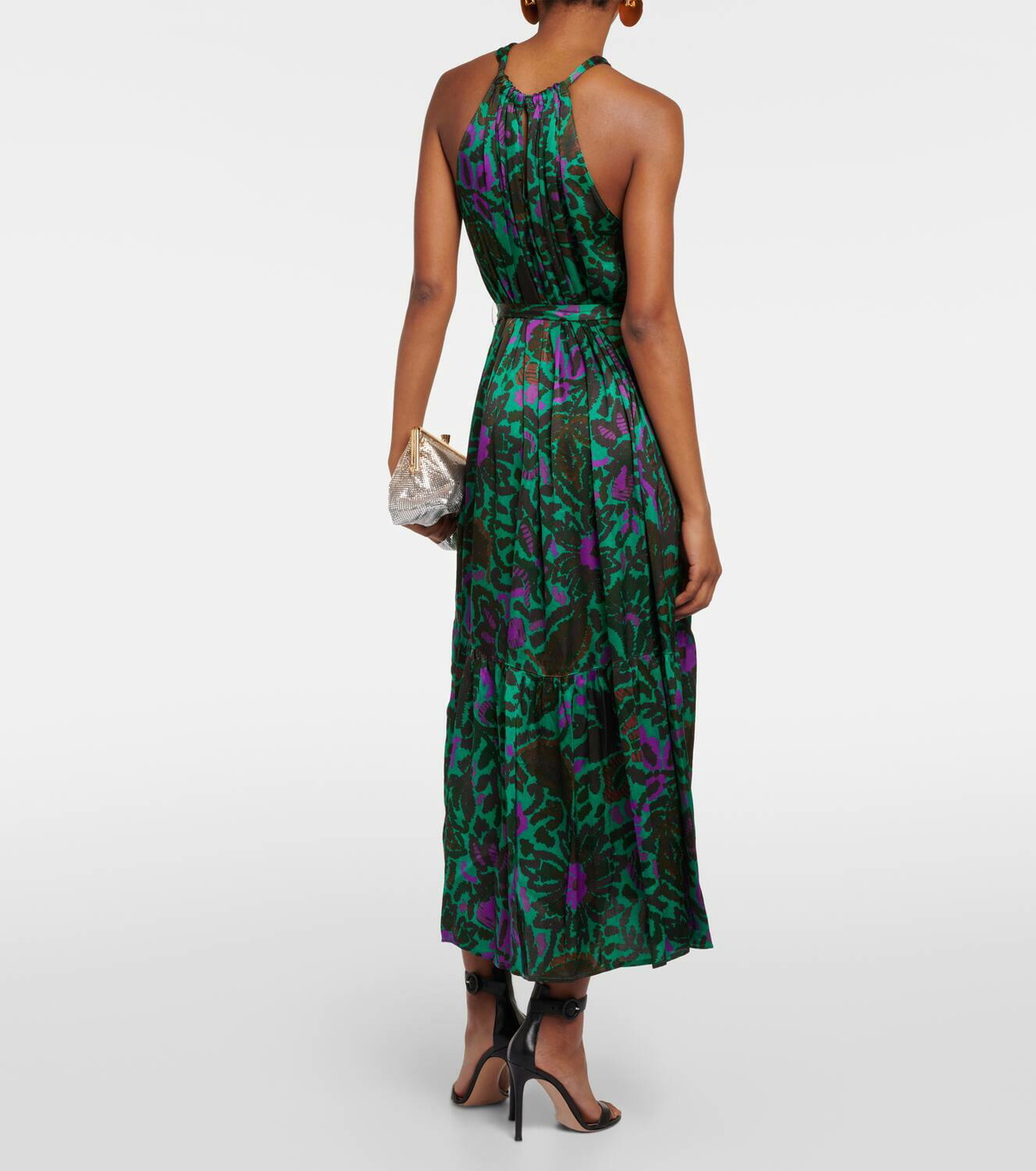 Velvet Kareese printed satin midi dress Velvet