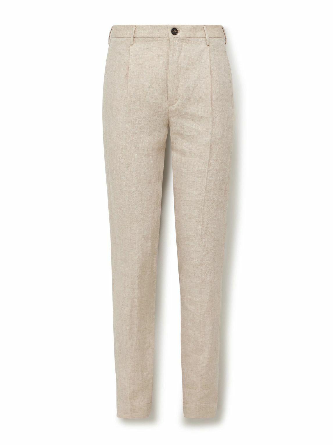 Incotex - Venezia 1951 Tapered Pleated Herringbone Linen Trousers - Neutrals Incotex