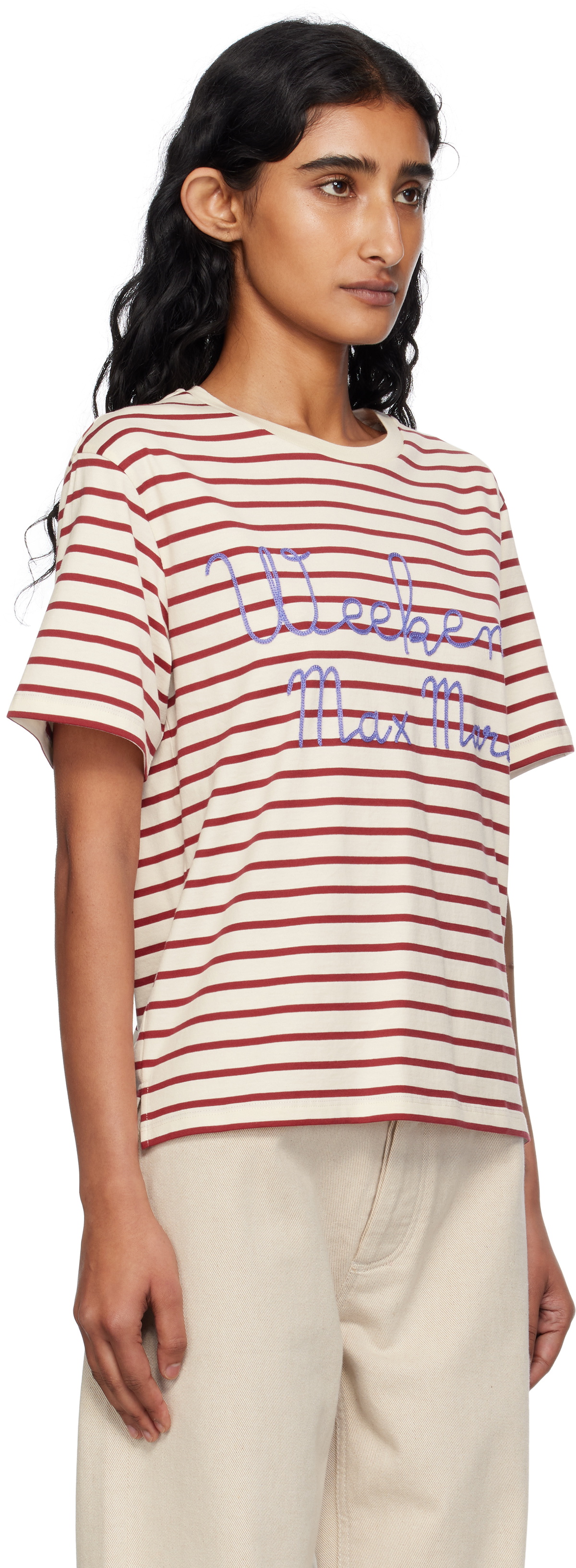 Weekend Max Mara Red & Off-White Olga T-shirt Weekend Max Mara