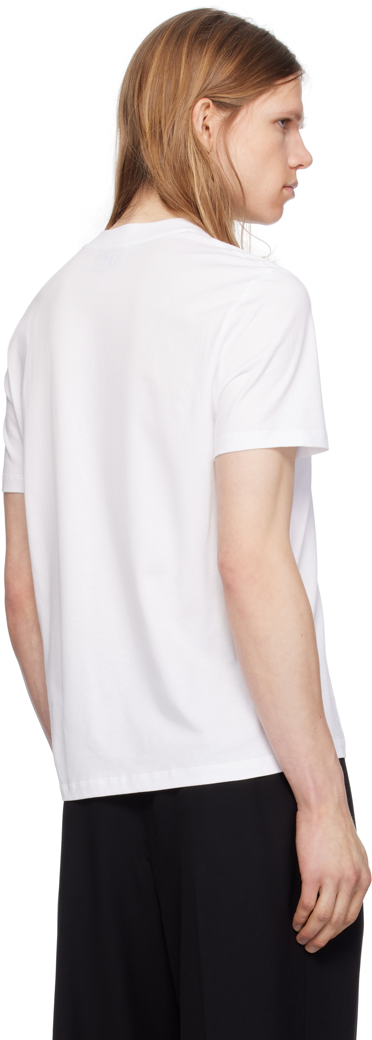 AMI Paris White Cotton Ami de Coeur T-shirt AMI