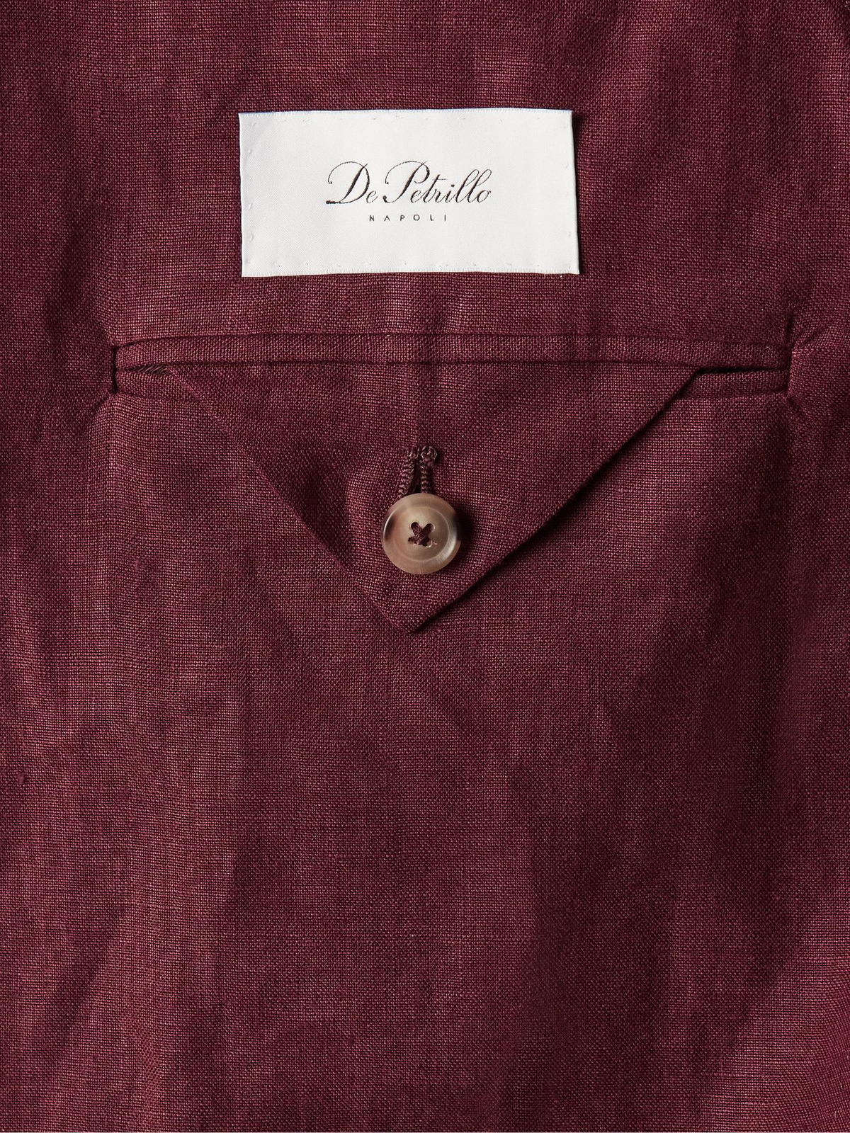 DE PETRILLO - Unstructured Linen Suit Jacket - Burgundy De Petrillo