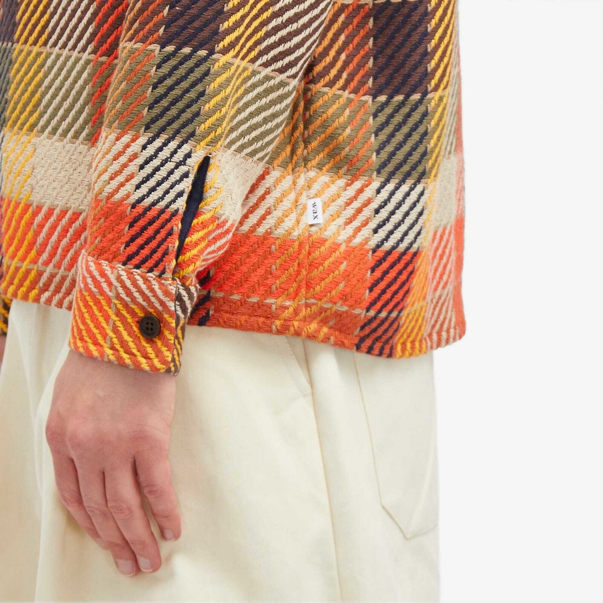 Wax London Men's Whiting Pike Check Overshirt in Orange Multi Wax London