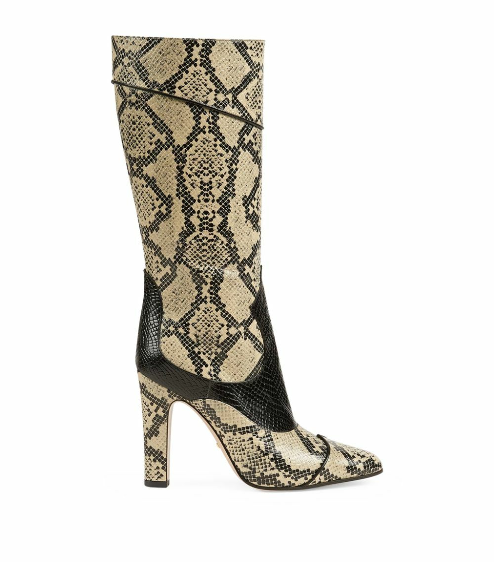 GUCCI - Snake Print Leather Boots Gucci