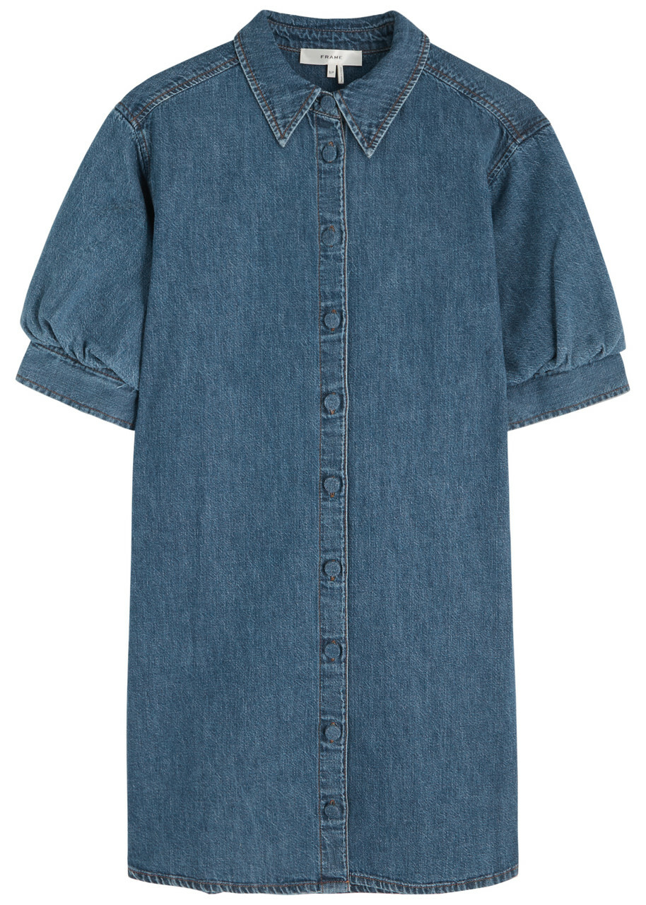 Frame The Play Denim Mini Dress Blue Frame Denim