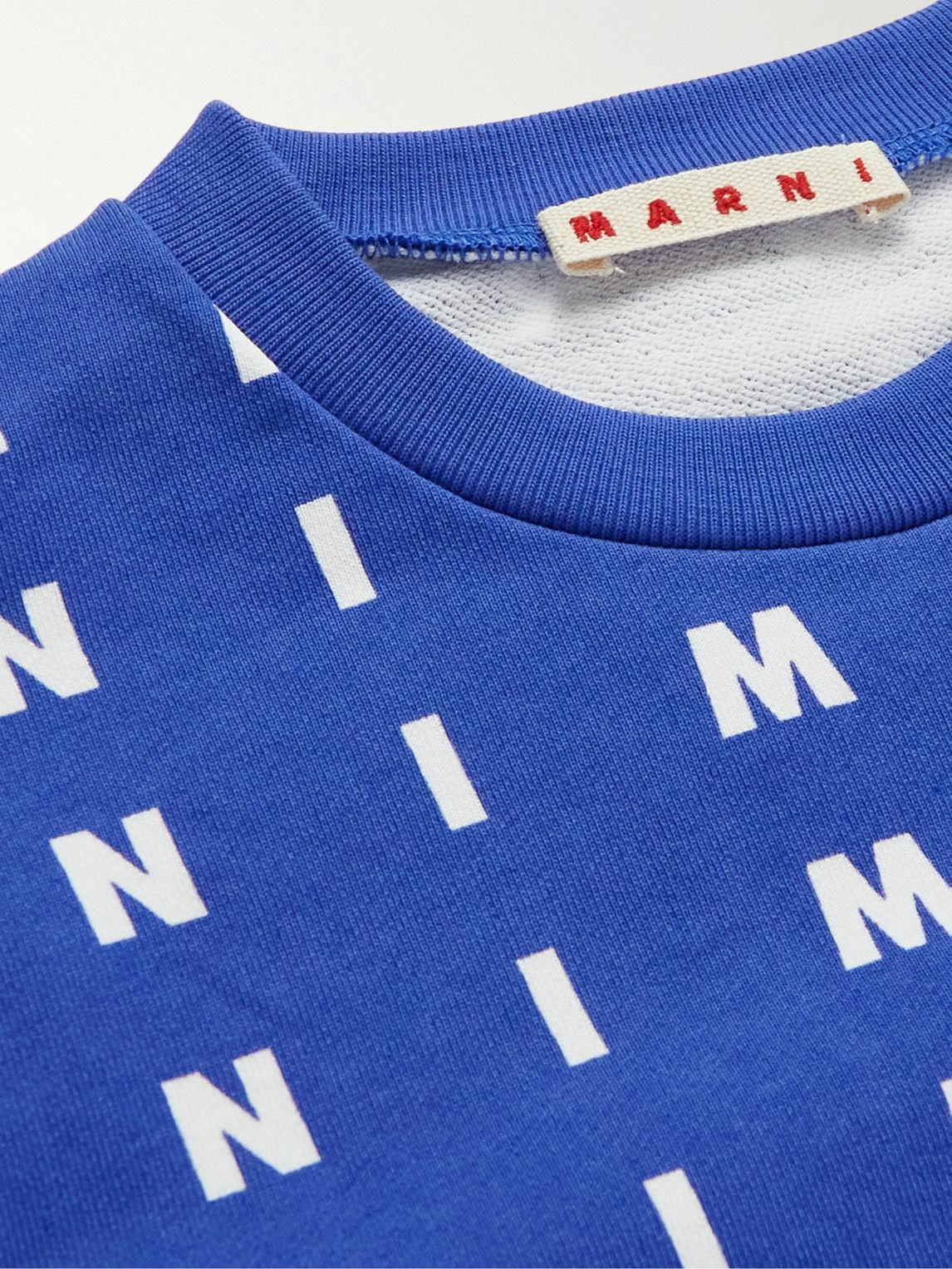 MARNI KIDS - Logo-Print Cotton-Jersey Sweater - Blue