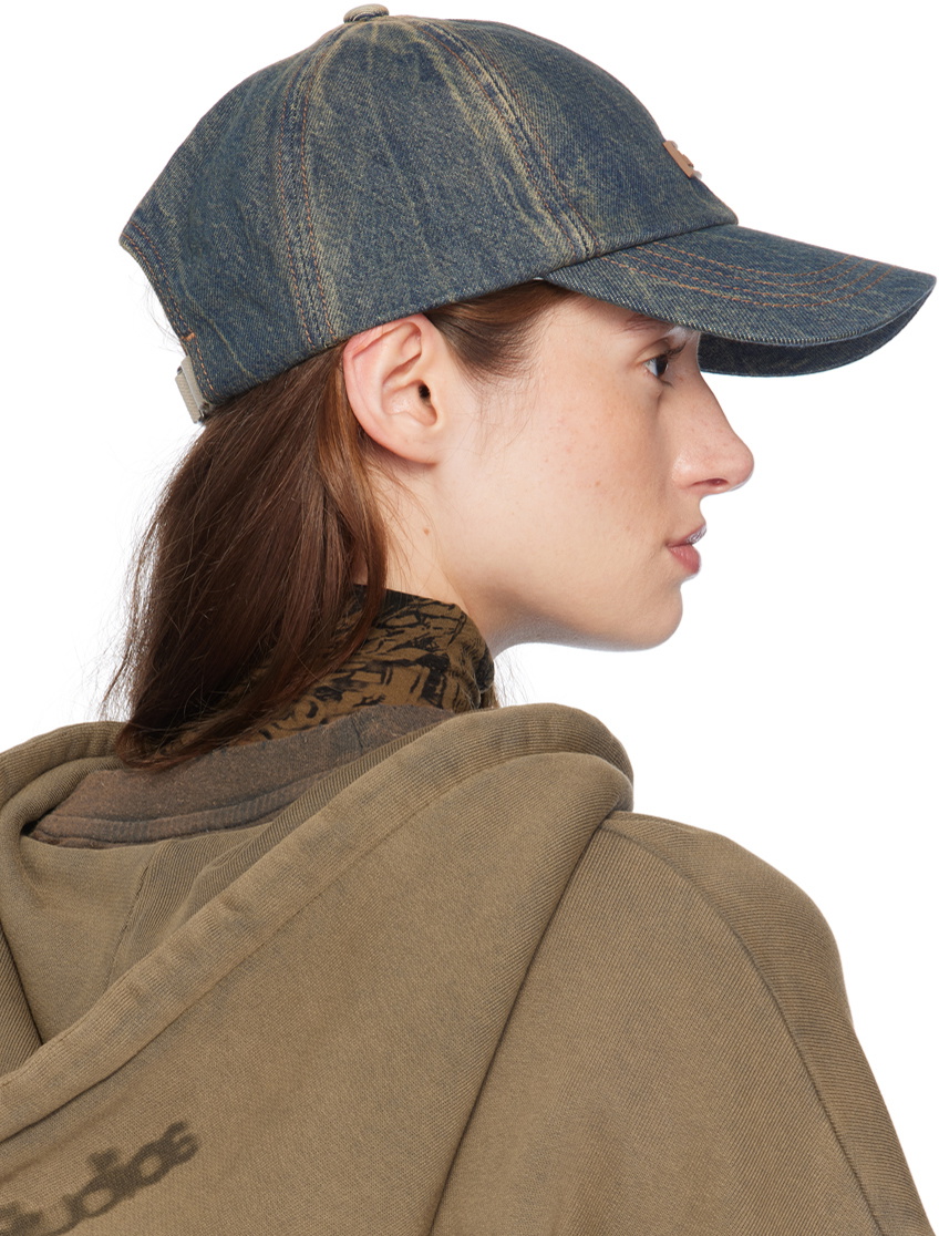 Acne Studios Blue Denim Logo Cap Acne Studios