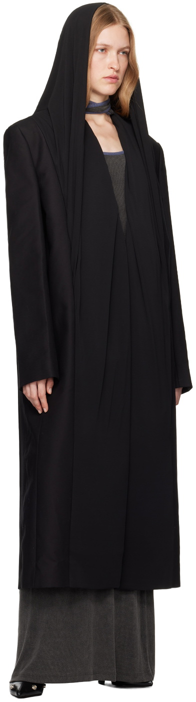 Y/Project Black Draped Hood Coat Y/Project