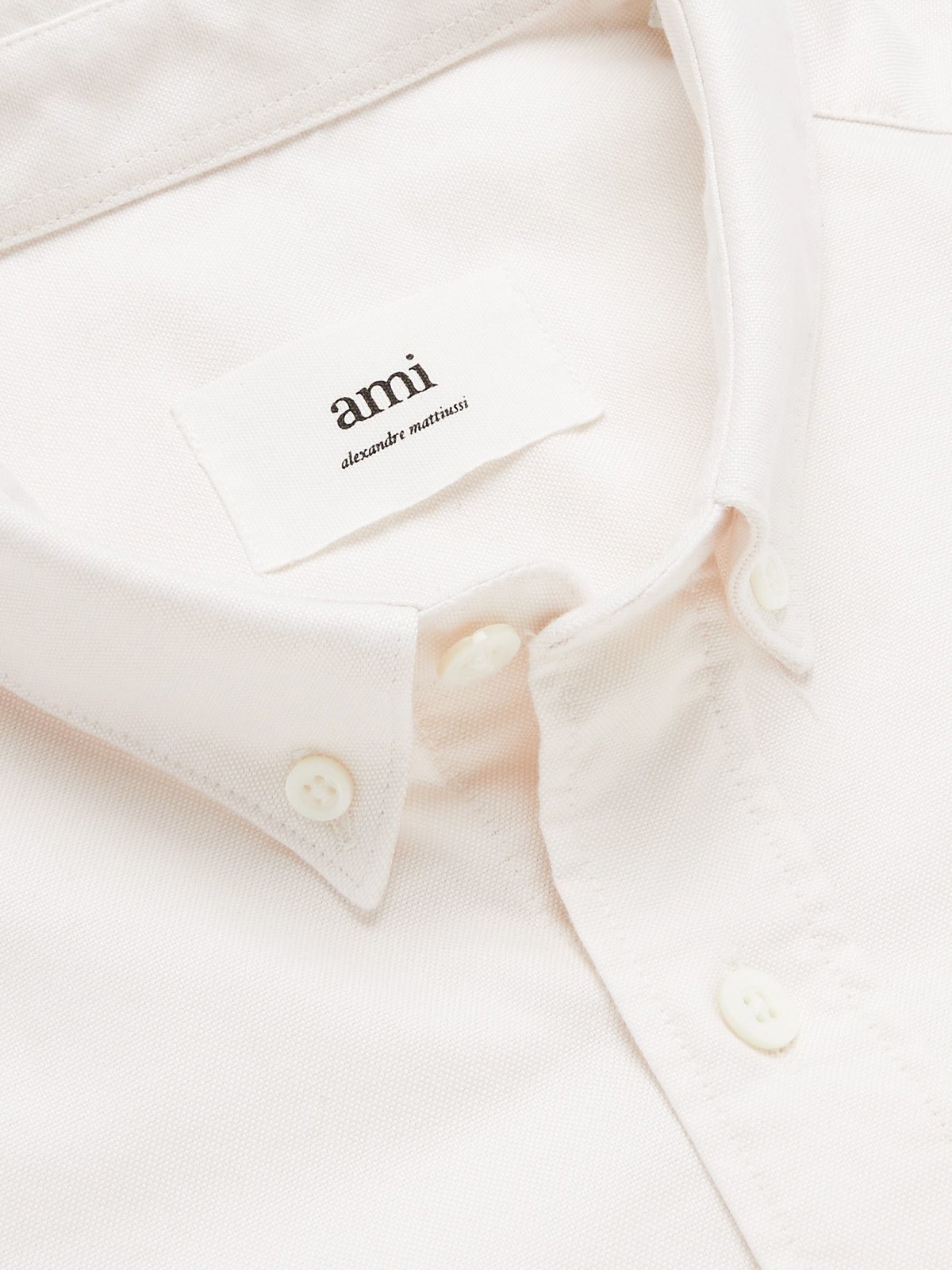 AMI PARIS - Button-Down Collar Logo-Embroidered Cotton Oxford Shirt ...