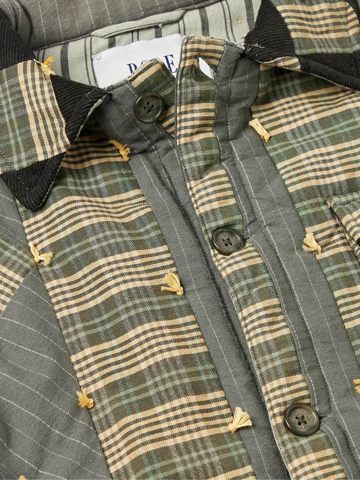 BODE - Patchwork Corduroy-Trimmed Cotton Jacket - Green Bode