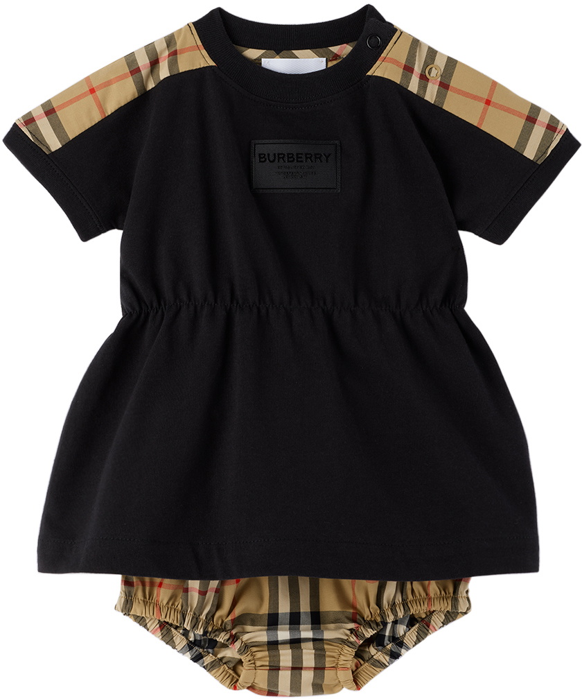 Burberry Baby Black Check Dress & Bloomers Set Burberry