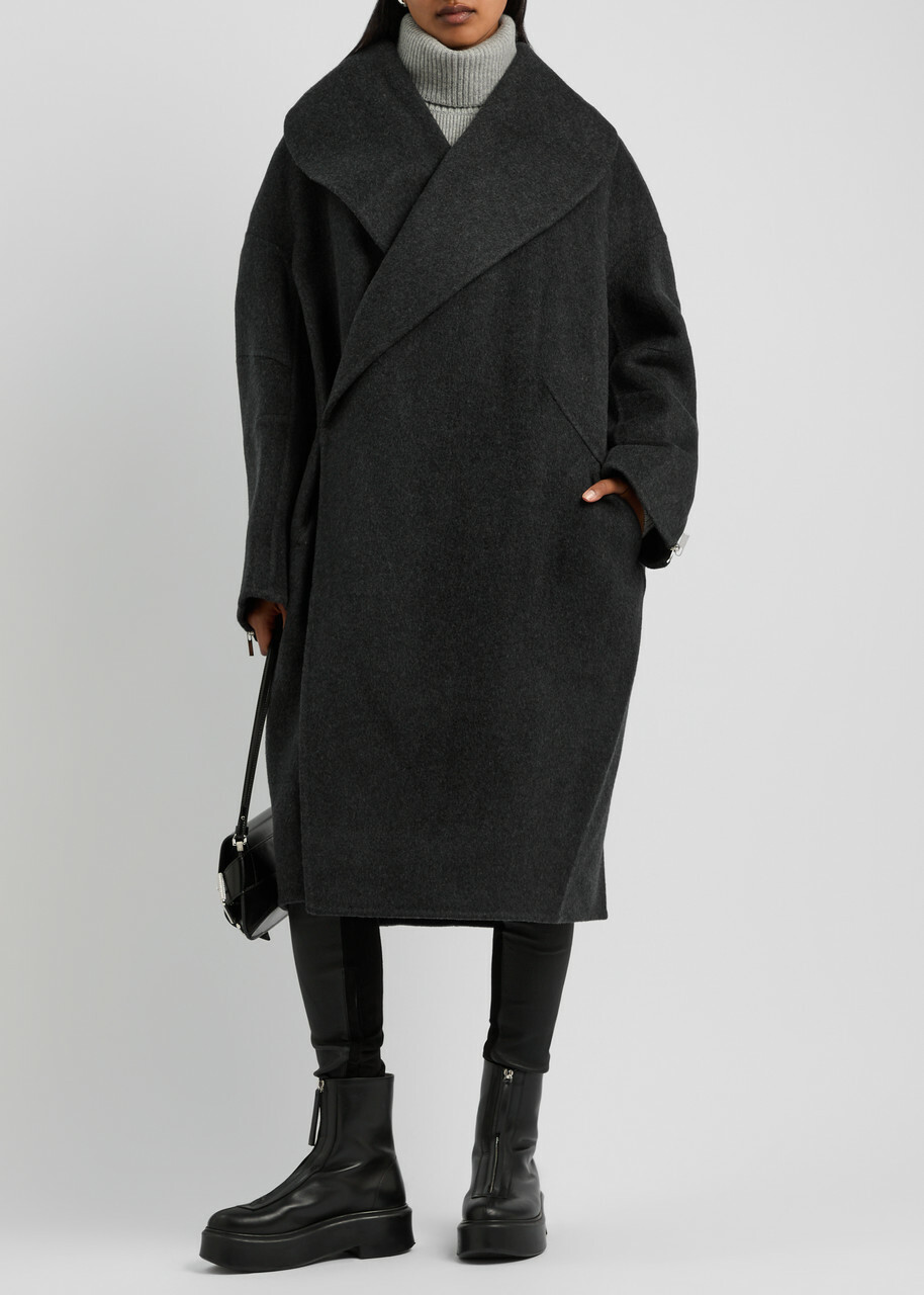 Helmut Lang Apex Cocoon Wool Coat Charcoal Helmut Lang