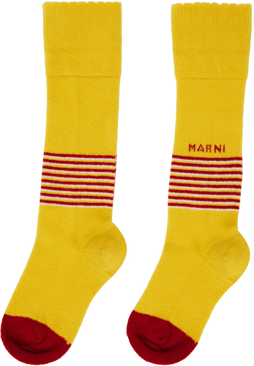 Marni Yellow Striped Socks Marni