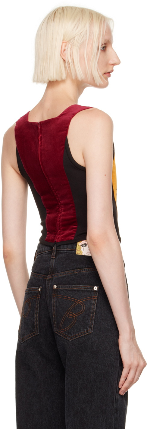 Pushbutton Black & Yellow Crying Girl Heart Neck Sleeveless Top Pushbutton