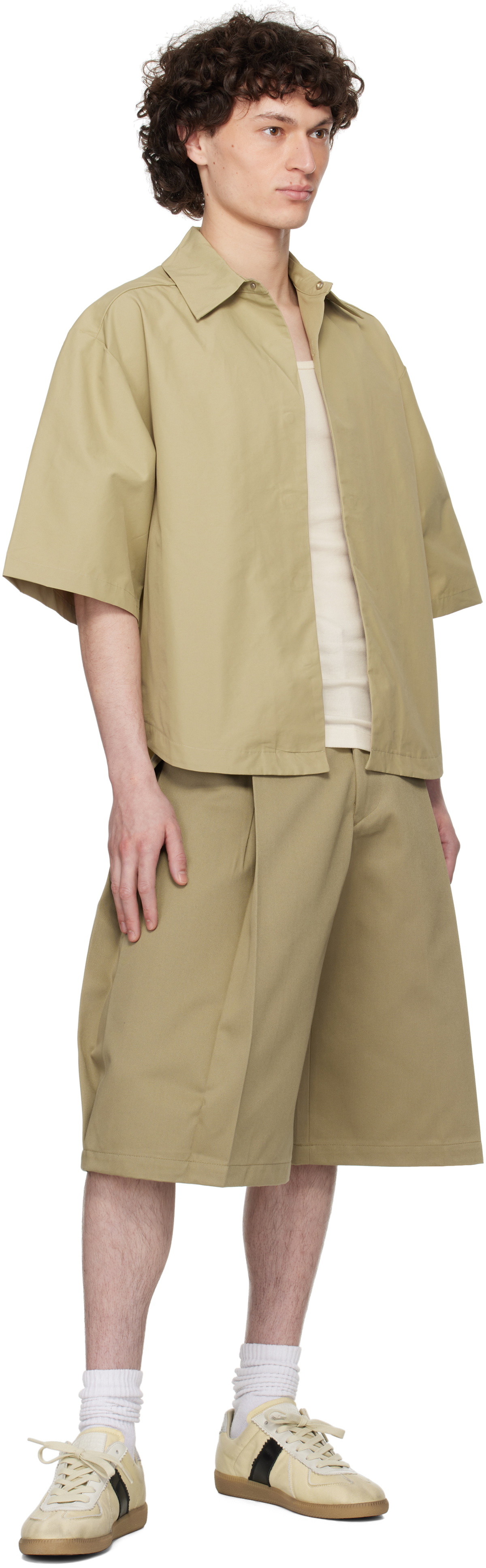 Seventh Beige Bermuda Pleat Shorts Seventh