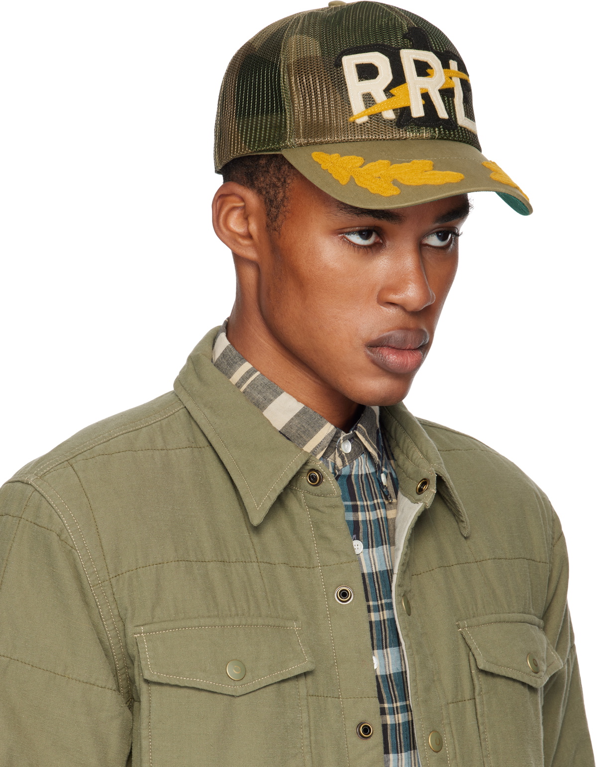 RRL Khaki Camo Mesh Trucker Cap RRL