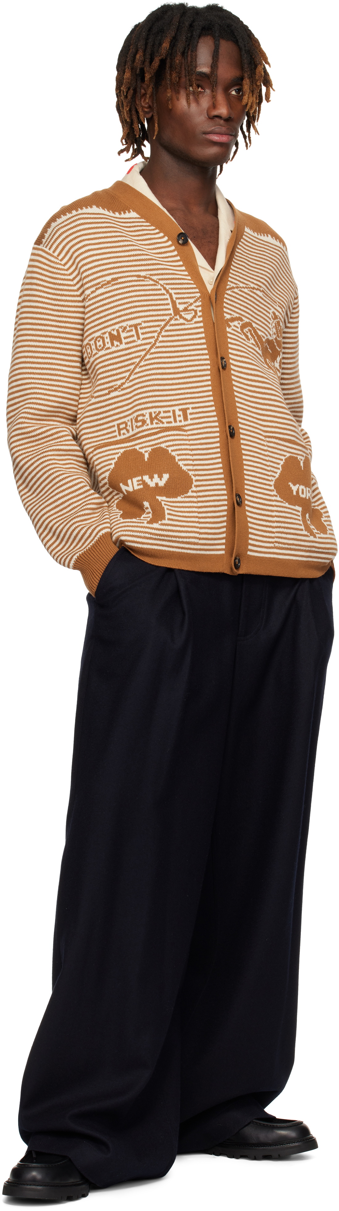 Bode Brown & White Buckaroo Cardigan Bode