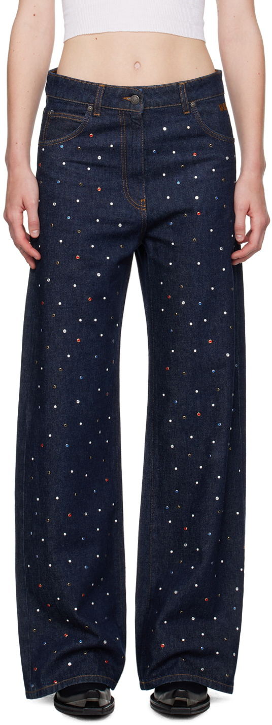MSGM Blue Wide-Leg Studs Jeans MSGM