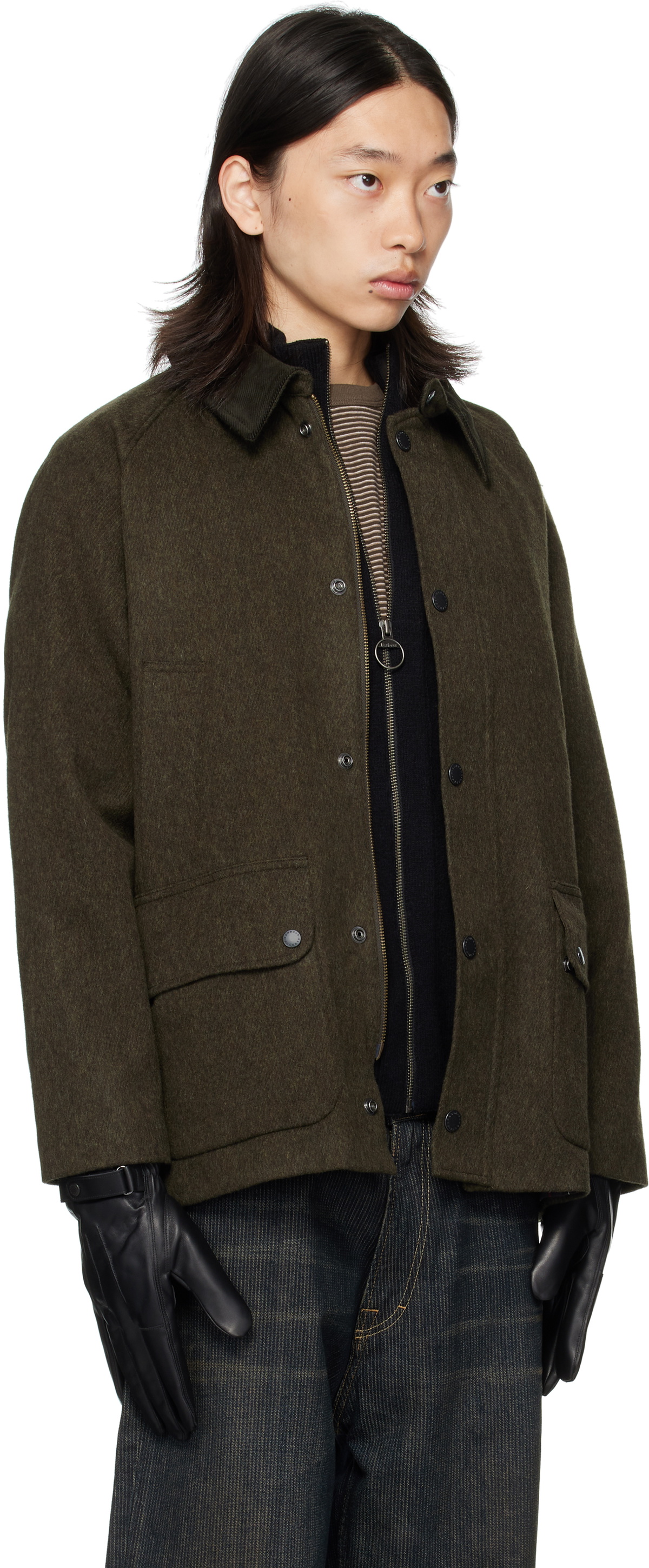 Barbour Khaki Modified Bedale Wool Jacket Barbour