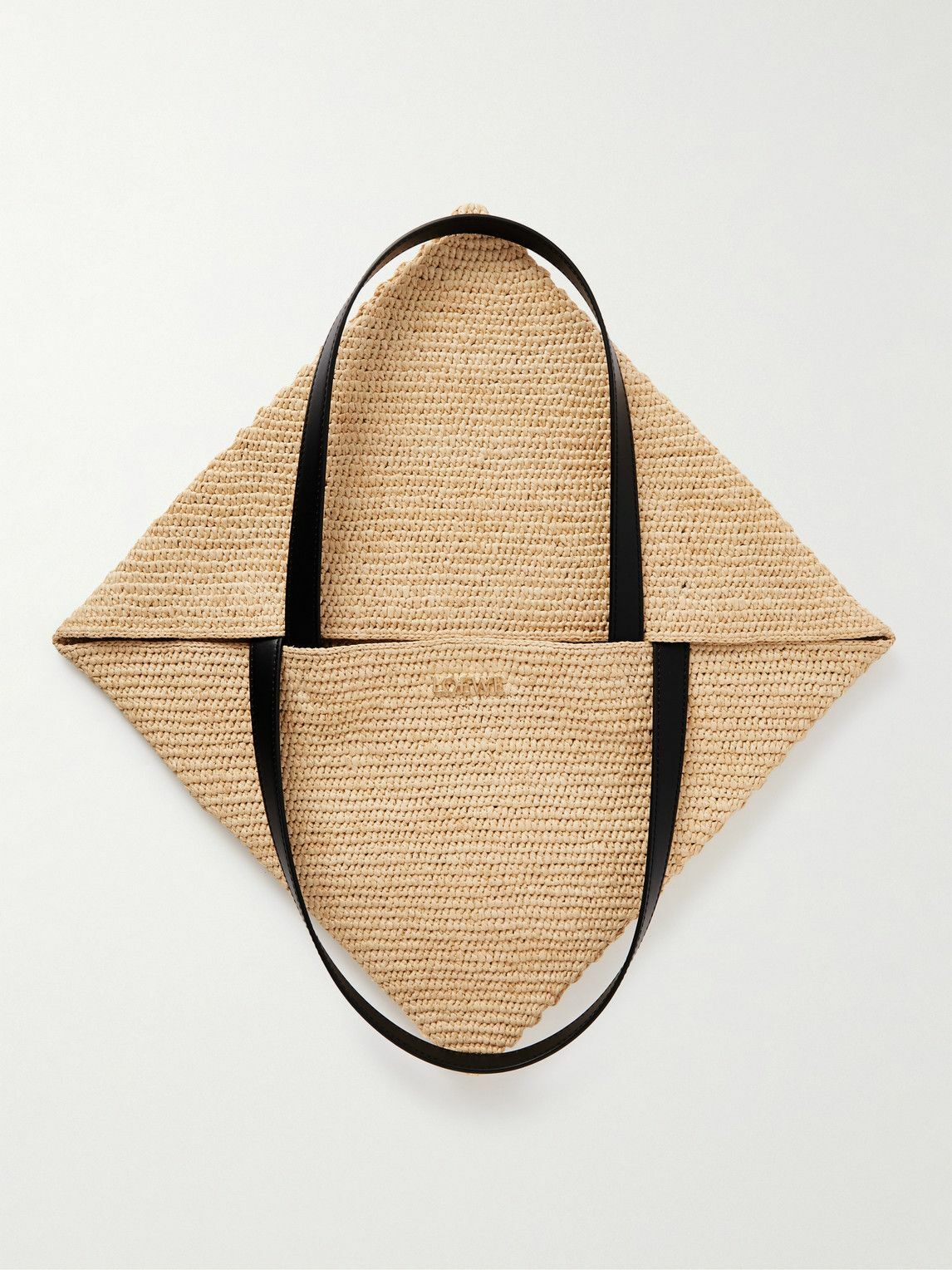 LOEWE - Paula’s Ibiza Puzzle Fold Large Leather-Trimmed Raffia Tote Bag ...