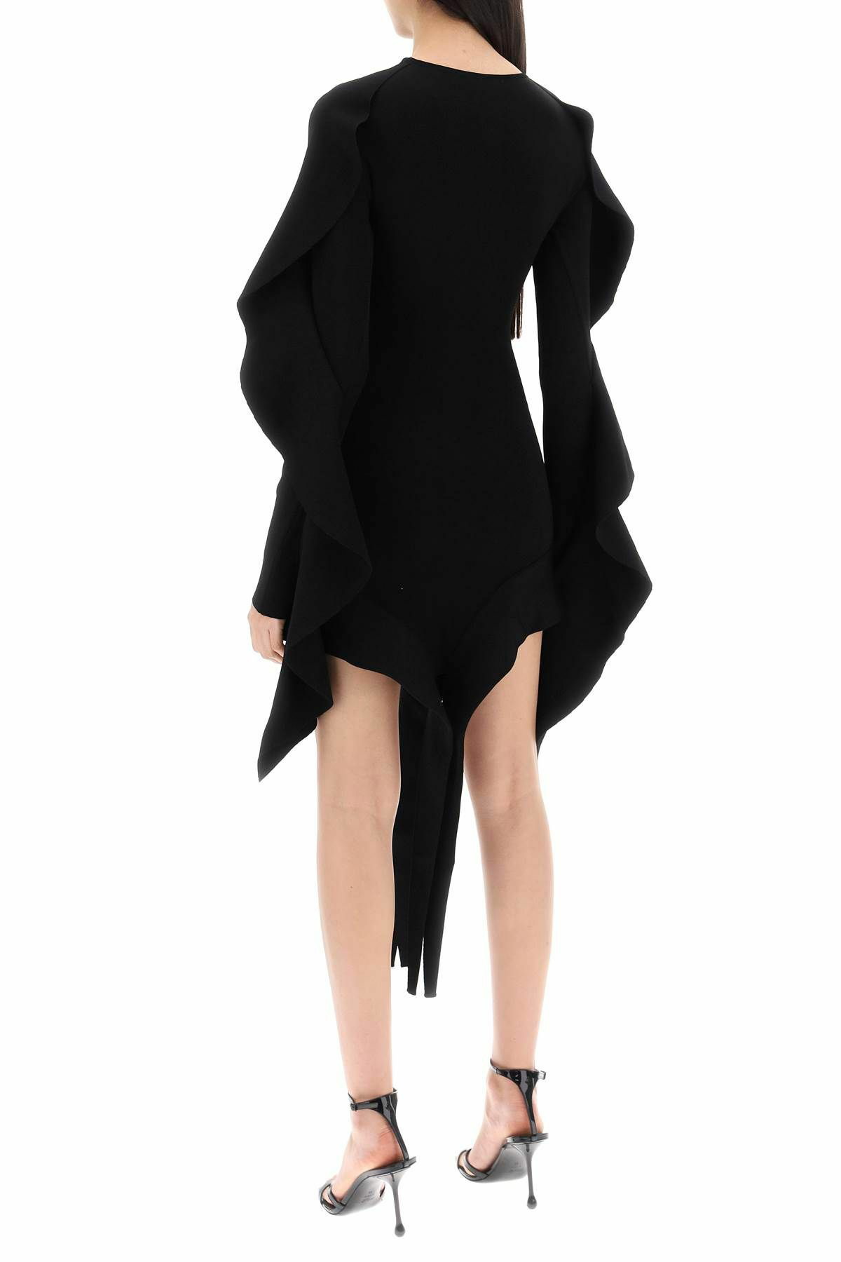 MUGLER asymmetric mini dress with ruffle details Black Mugler