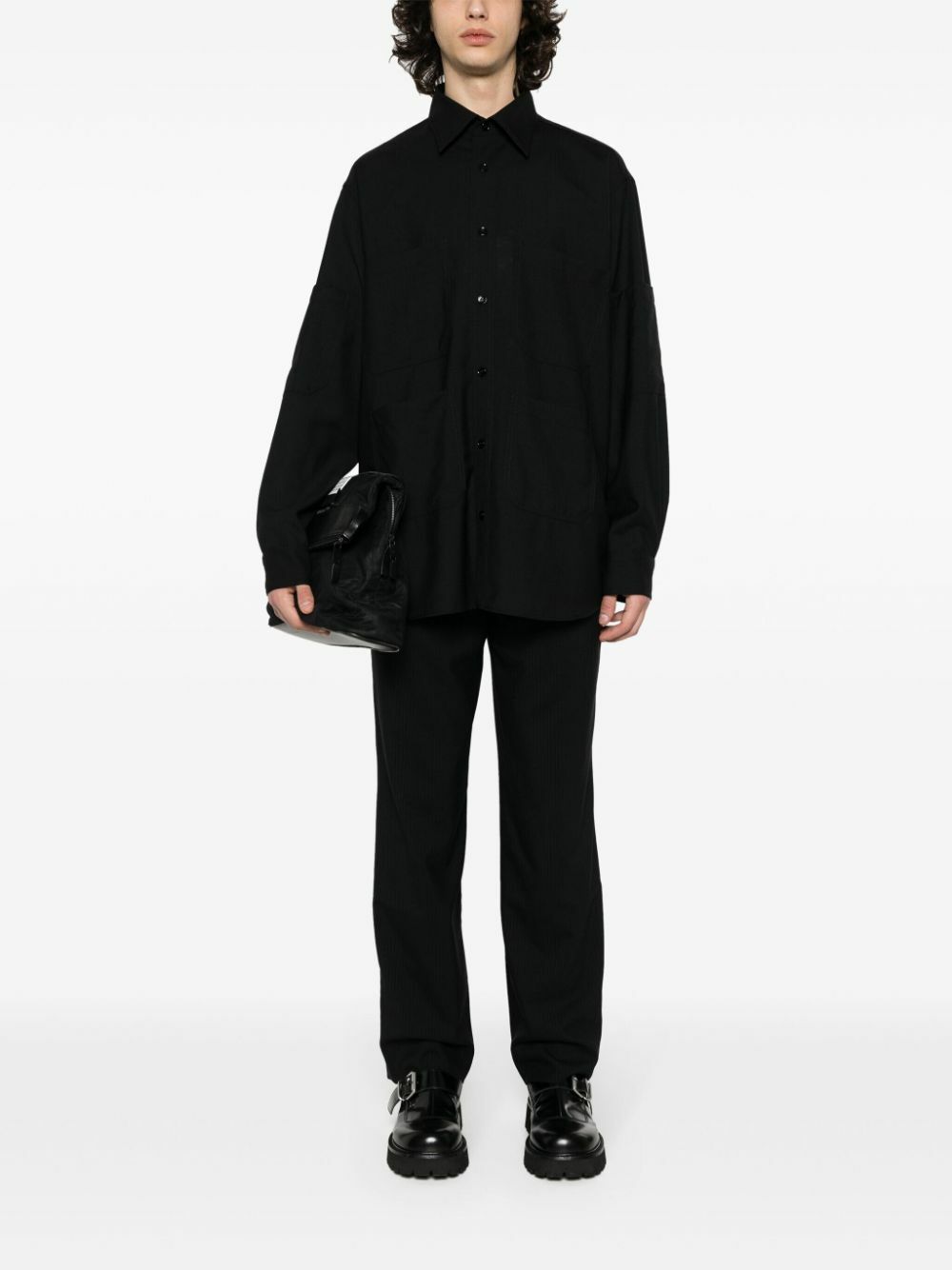 MM6 Maison Margiela Black Single-Stitch Wool Shirt MM6 Maison Margiela