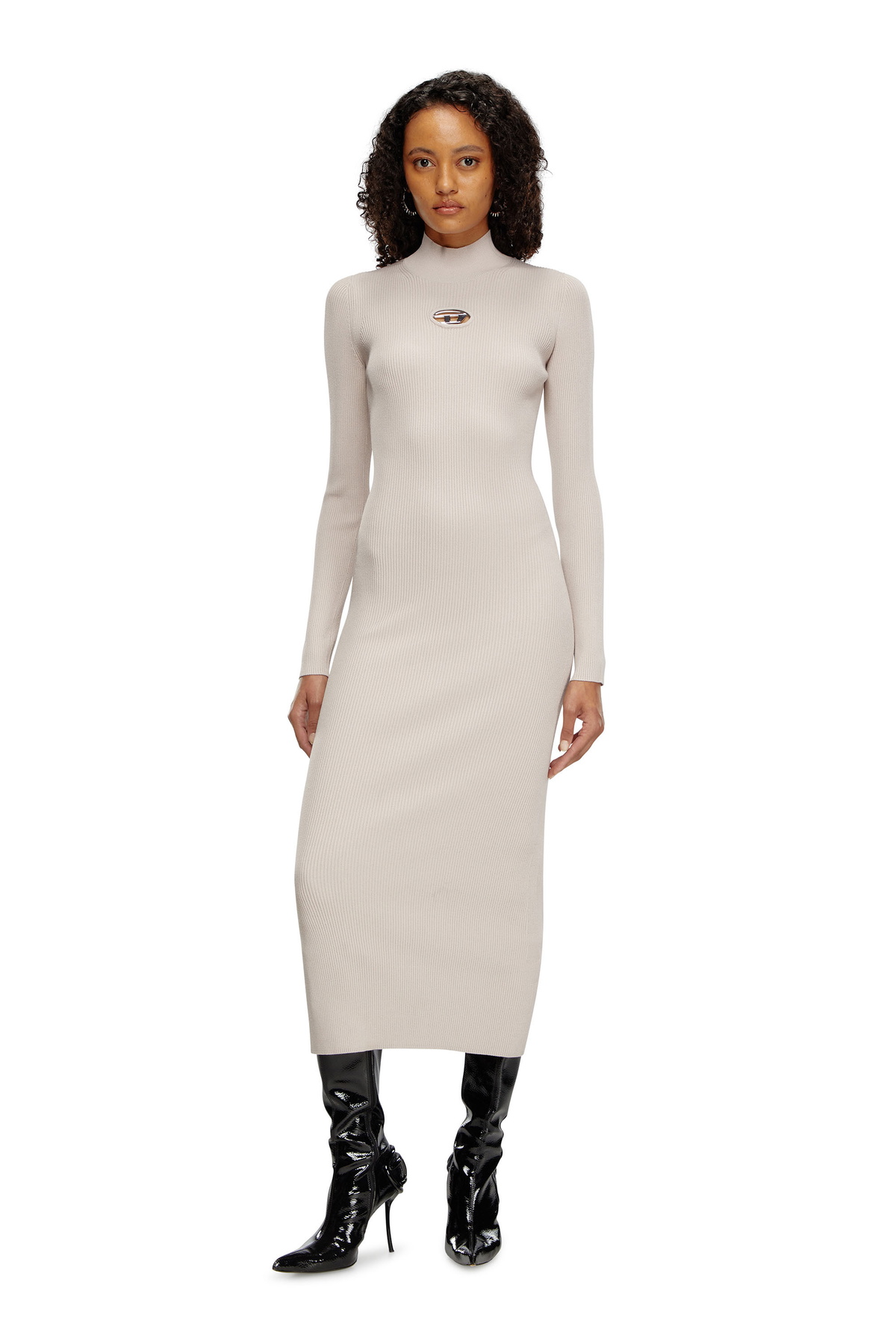Diesel Long dress in ribbed knit - Dresses Womens in Grey Diesel