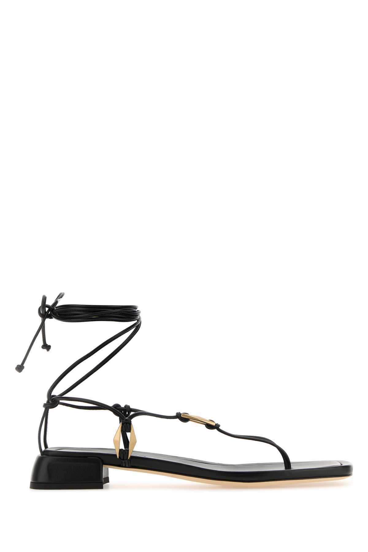 Jimmy Choo Black Nappa Leather Onyxia Thong Sandals Jimmy Choo