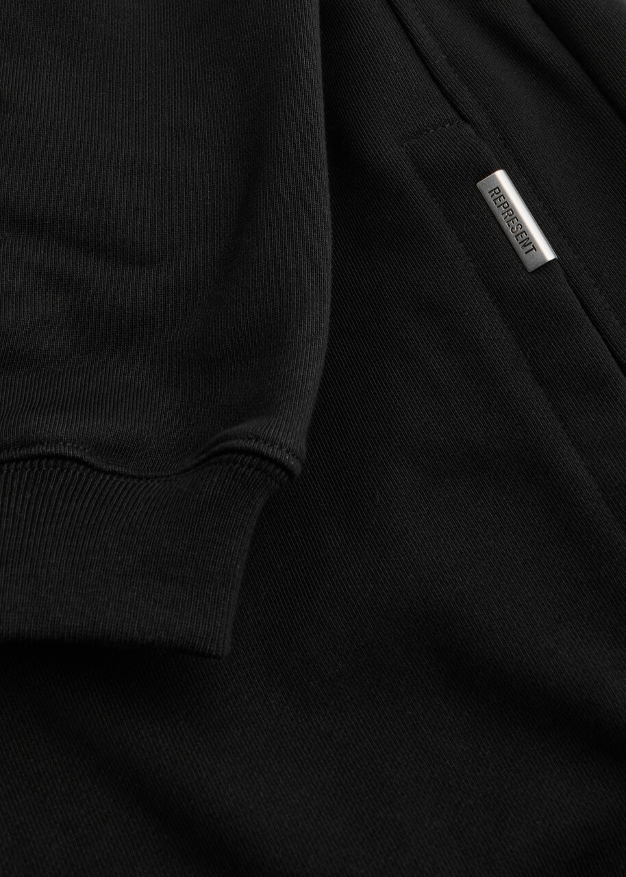Represent Initial Hooded Cotton Sweatshirt Black Represent