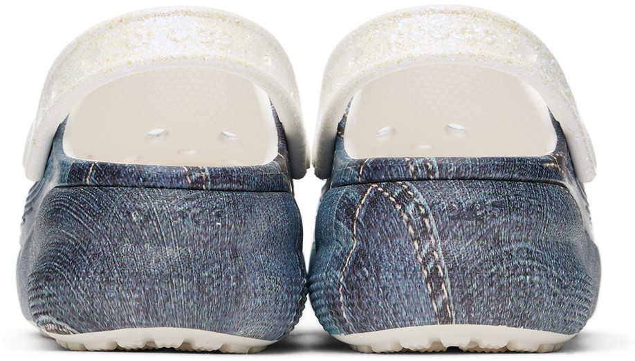 Crocs Kids White & Blue Classic Cutie Denim Clogs Crocs