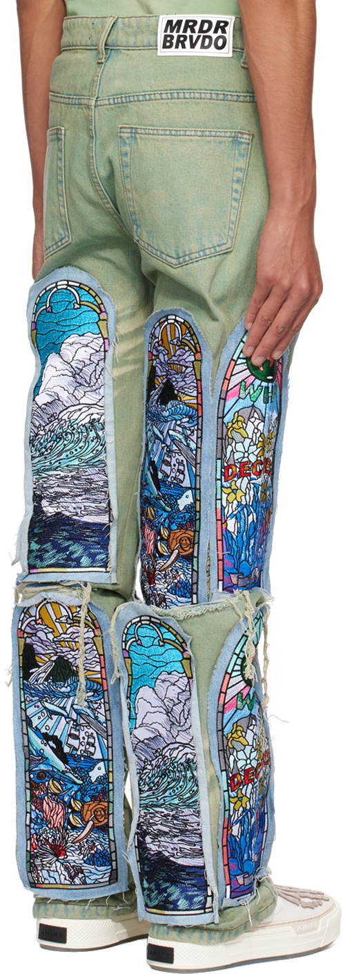 Who Decides War SSENSE Exclusive Green Sandy Lane Fusion Jeans WHO ...