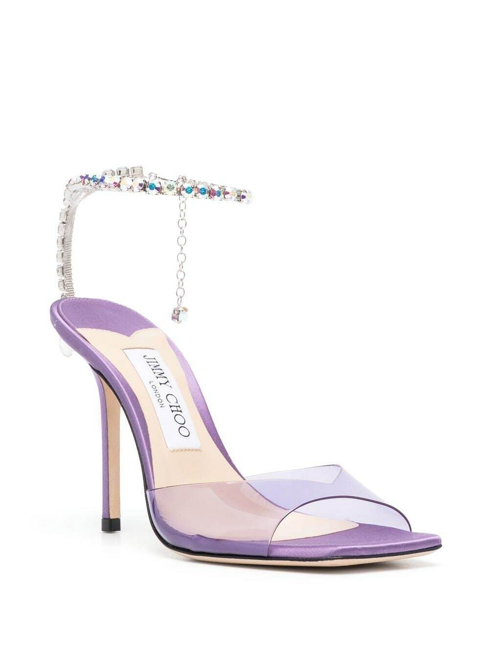 JIMMY CHOO - Saeda 100 Crystal Chain Embellishment Sandals Jimmy Choo