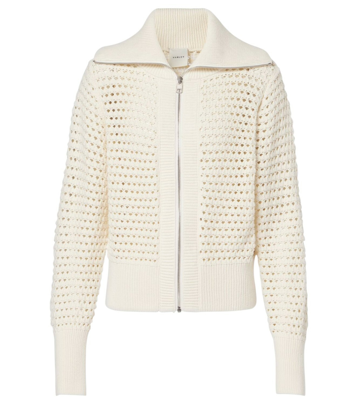 Varley Eloise open-knit cotton zip-up cardigan Varley
