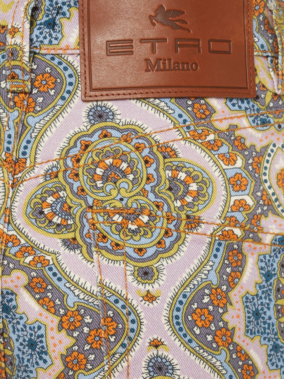 ETRO - Printed Cotton Denim Flared Jeans Etro