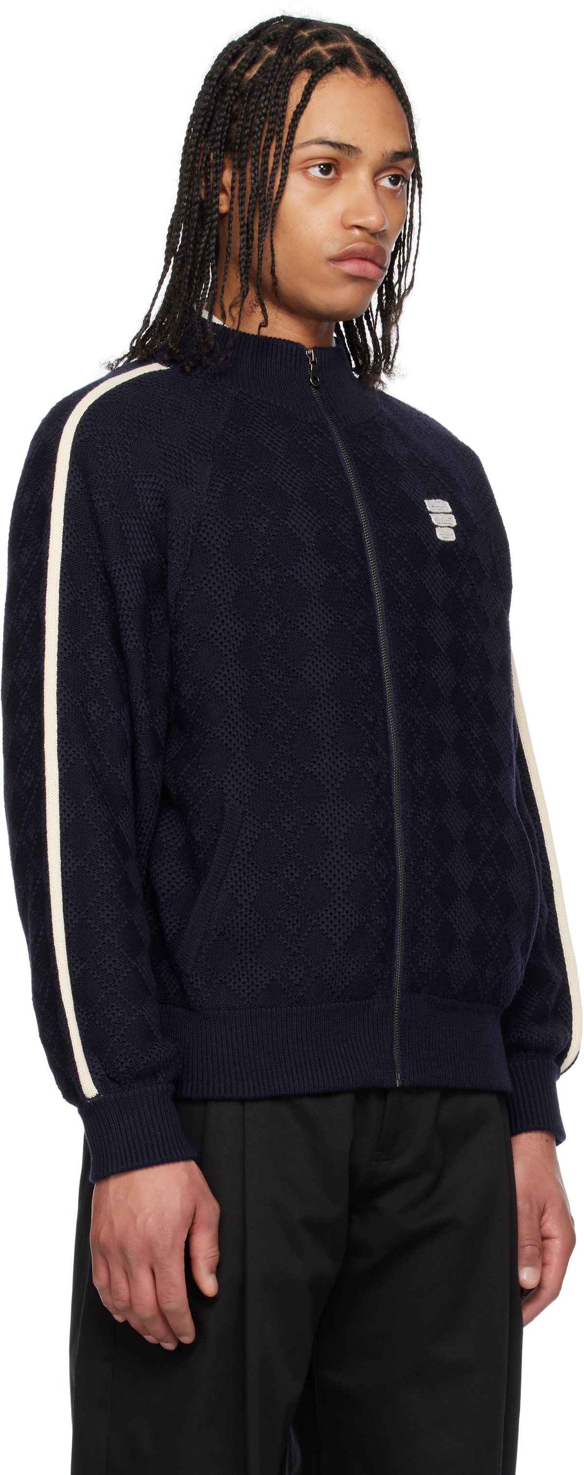 RICE NINE TEN Navy Knitted Training Track Jacket RICE NINE TEN