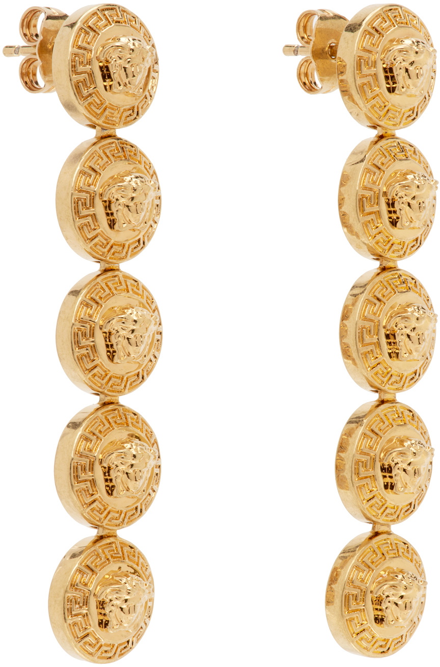 Versace Gold Tribute Medusa Drop Earrings Versace